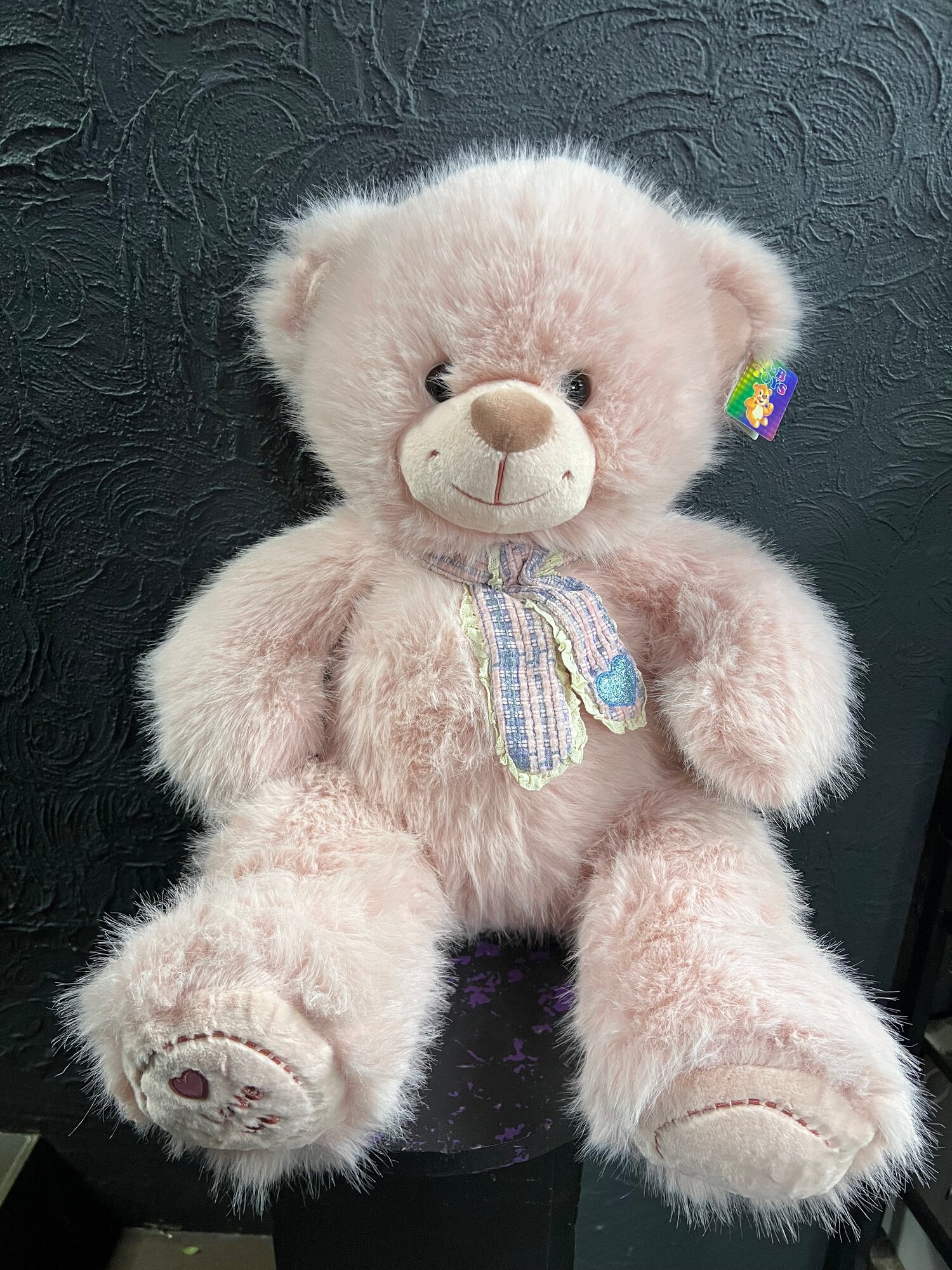 Очаровательный розовый плюшевый медвежонок с шарфиком,65 см, I love you