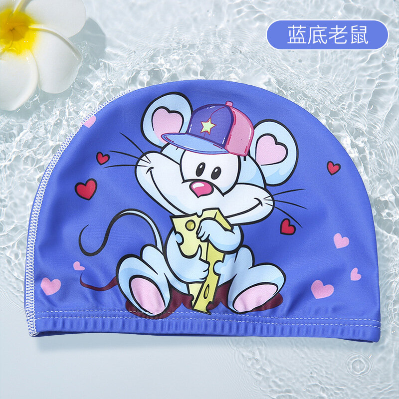 Детская купальник с принтом мышки на голубом фоне, удобная защита ушей для детей 1-7 лет