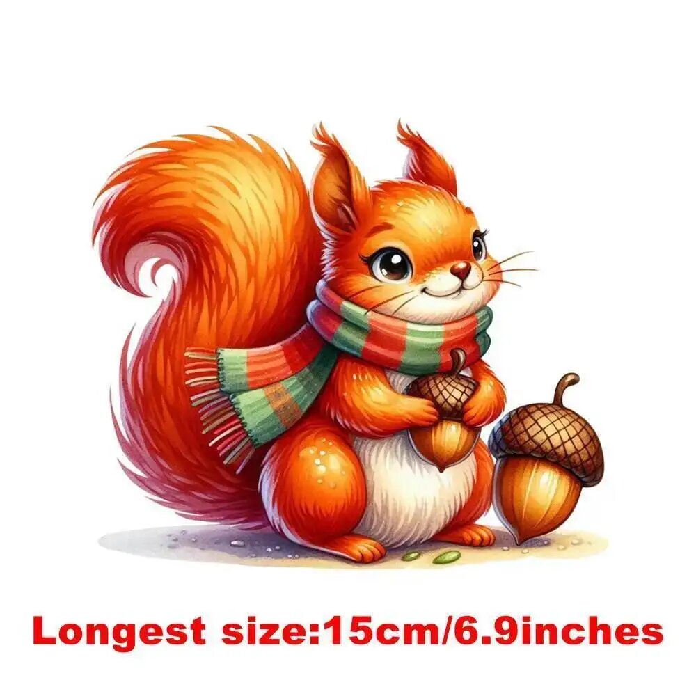 15 см детская осенняя наклейка с изображением животных, тигра, енота, термопереносная наклейка DTF, футболка «сделай сам», железные нашивки для переноса одежды, наклейка