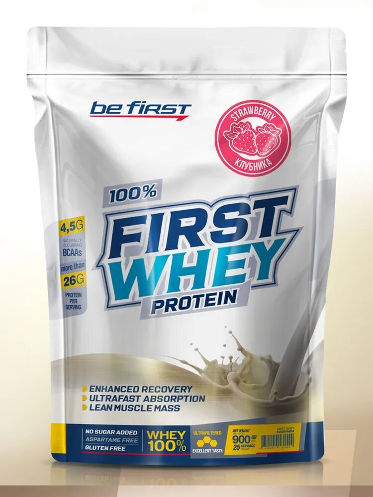 Be First Протеин Whey 900 гр (Клубничное мороженое)