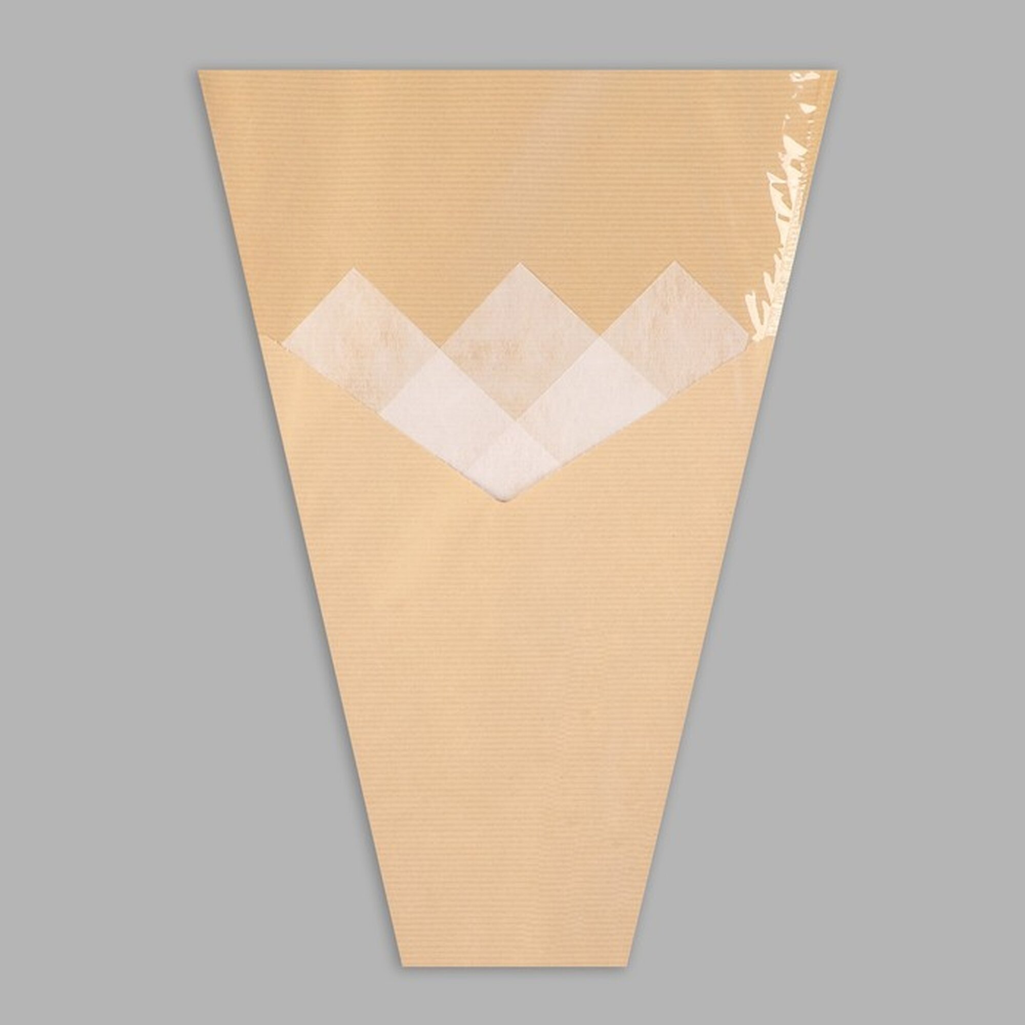 Пакет конус для цветов, крафт+ пленка, 30+11×42 см±1 см, натуральный