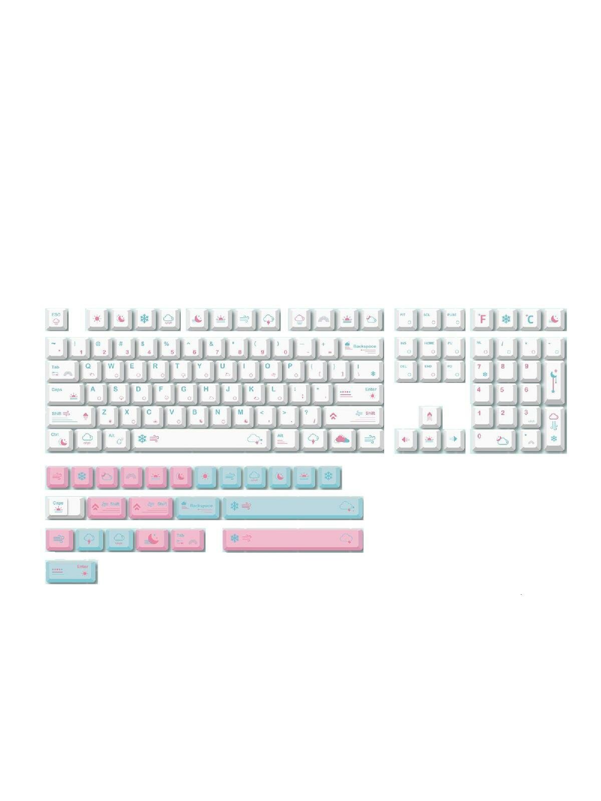 1 комплект механической клавиатуры с 132 клавишами и клавишами с погодными символами