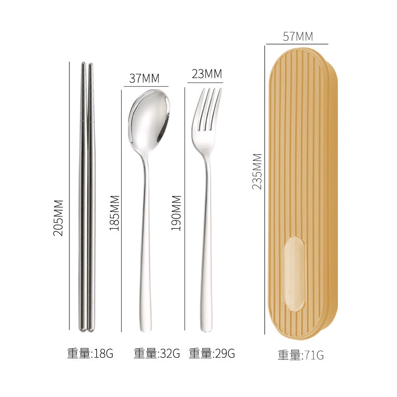 Набор портативных столовых приборов в корейском стиле из нержавеющей стали 304: ложка, палочки для еды, для студентов и