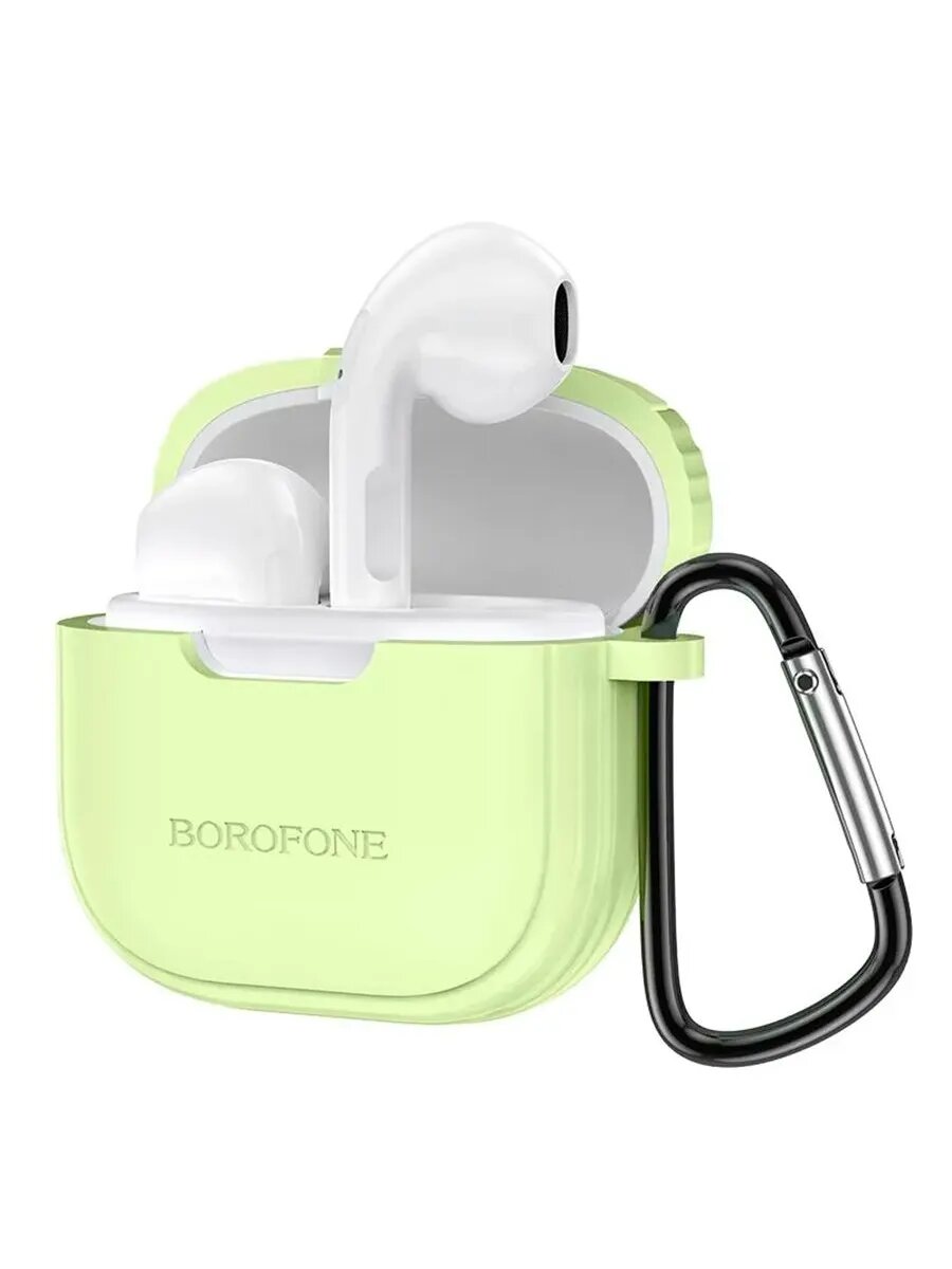 Наушники Bluetooth Borofone BW29, в кейсе с чехлом, сенсорные, цвет лайм / беспроводные