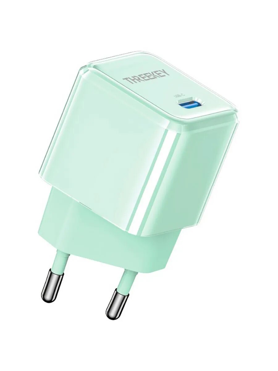 Сетевое зарядное устройство THREEKEY TK-116 GaN 30W USB-C, цвет зеленый