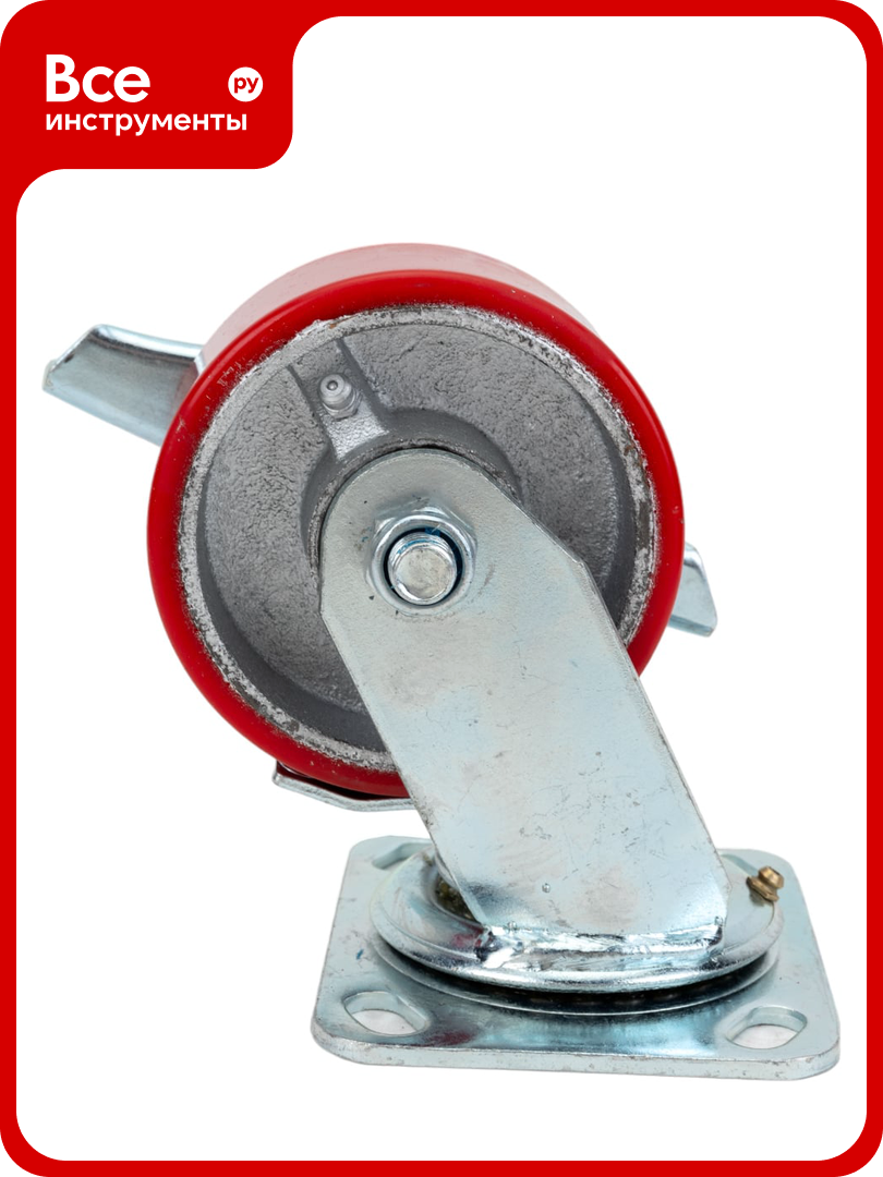 Колесо большегрузное поворотное SCpb 42 (100 мм; полиуретановое с тормозом