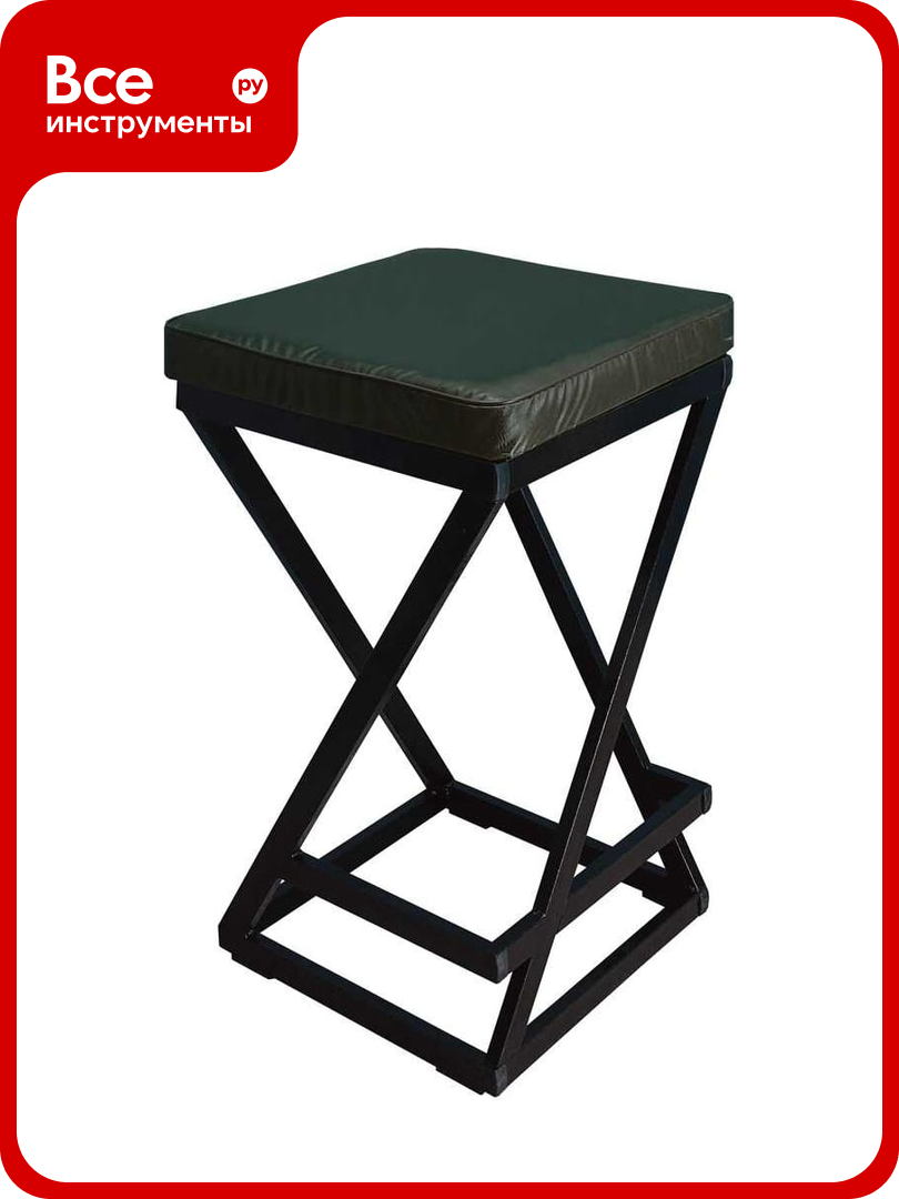 Полубарный табурет NEW VICTORIA "Лофт" черный и шоколадный, квадратное сиденье из искусственной кожи, стильный и прочный