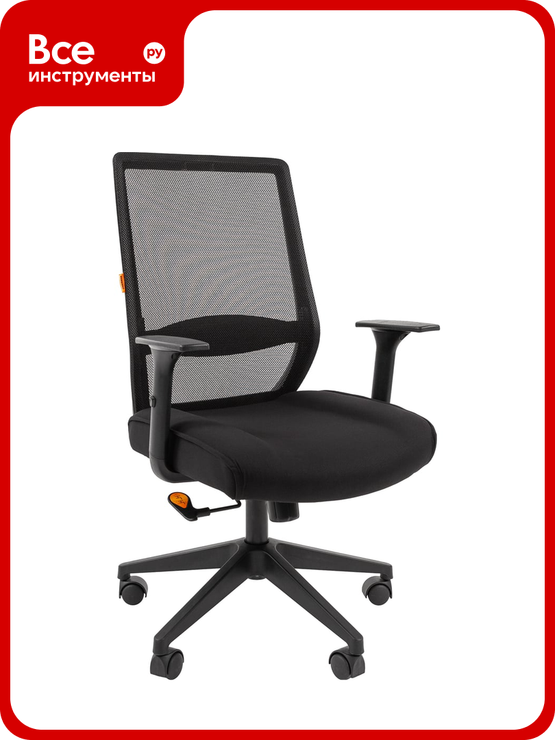 Компьютерное кресло CHAIRMAN 555 LT TW черный с регулируемым сиденьем, подлокотниками из пластика и тканевой обивкой