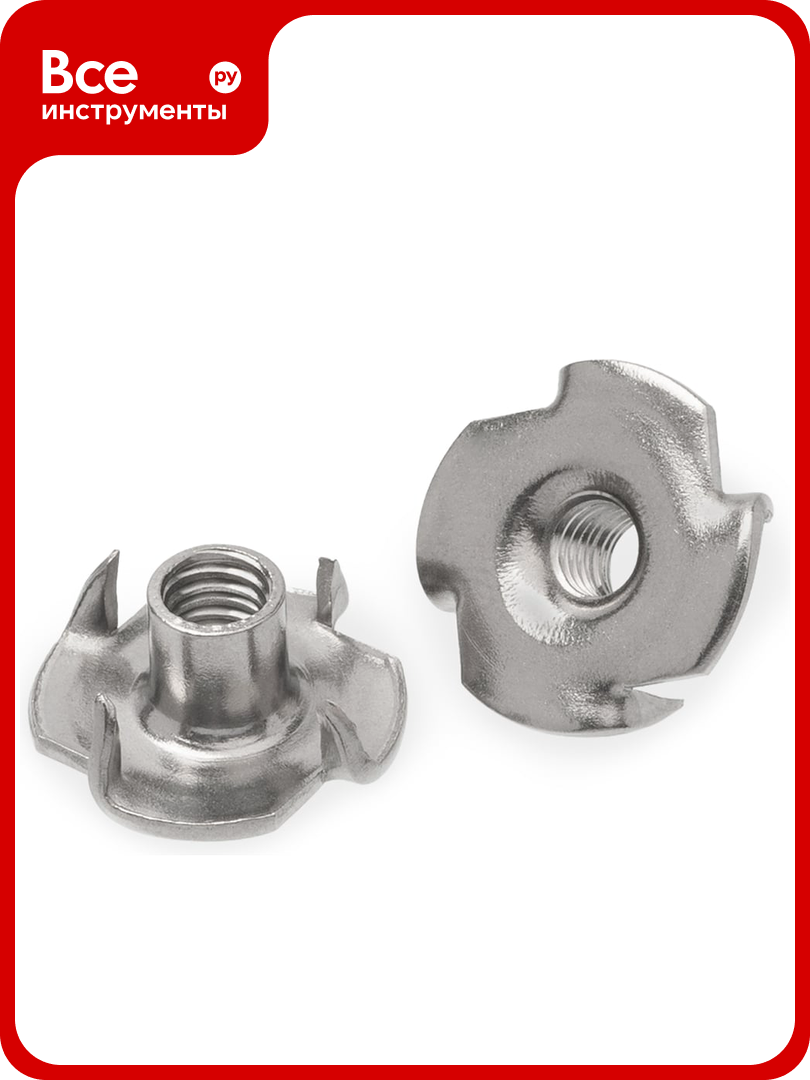 Гайка KREPFIELD нержавеющая, М12x13 art 9260, А2, мебельная забивная 20 шт. в упак. 9260А2ГАЙКАМ12Х13-20