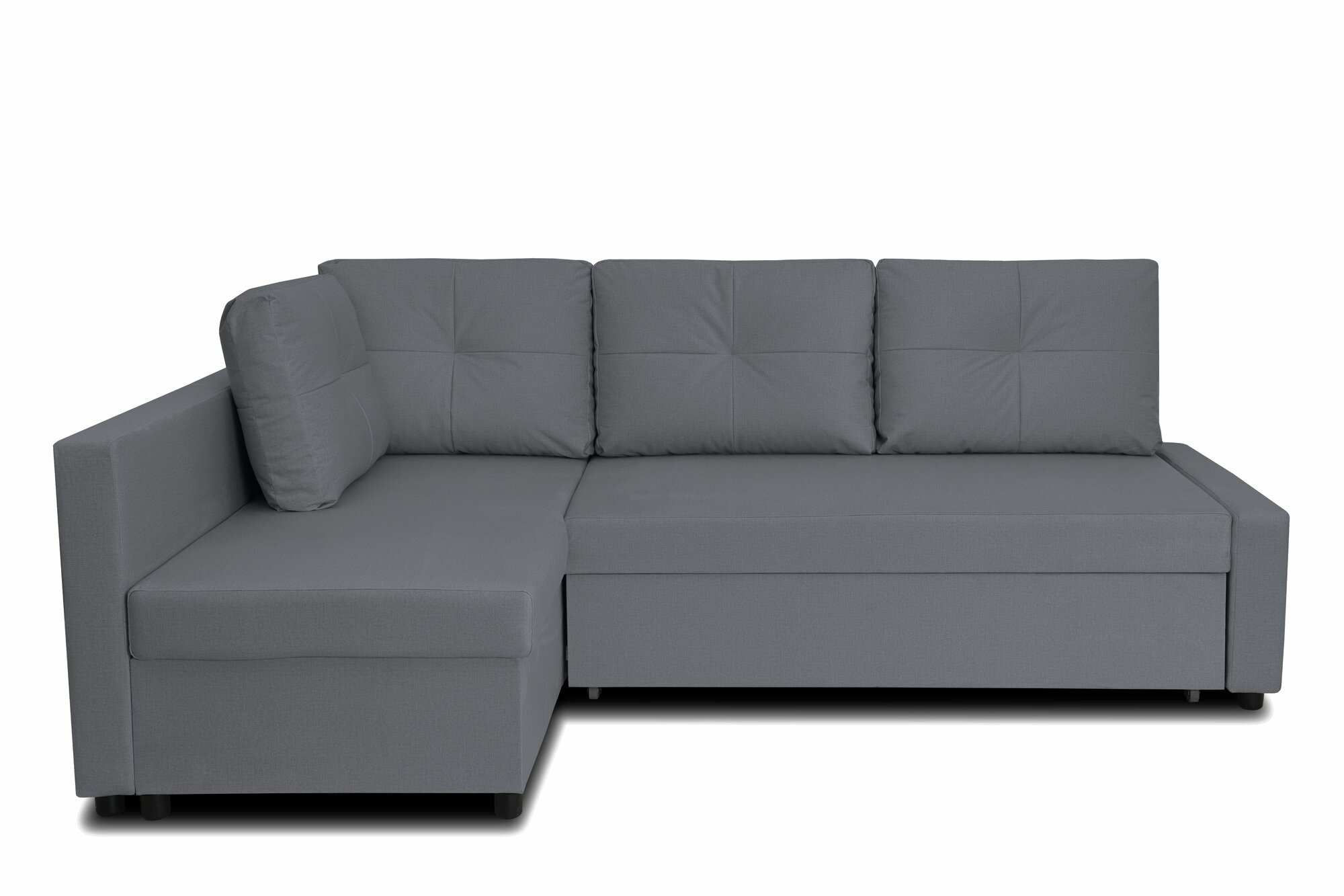 Диван кровать угловой раскладной Поло, темно-серый велюр Altair Grafit, с ящиком для белья, раскладной, для дома и дачи Divan365