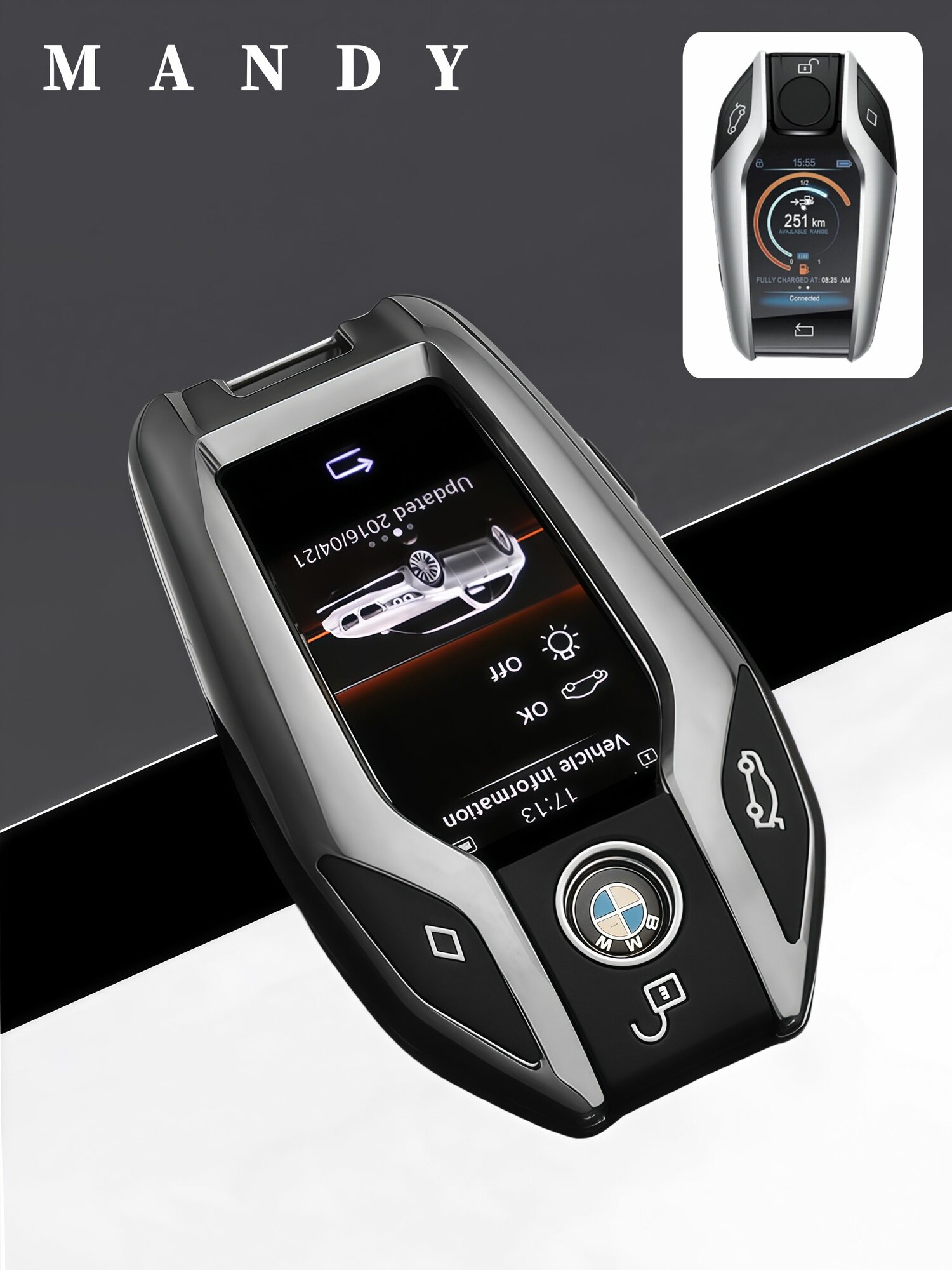 Защитный чехол для автомобильного интерактивного смарт ключа БМВ / BMW 3 4 5 7 8 серии Х3 Х4 Х5 Х6 Х7 C цветным дисплеем экраном smart