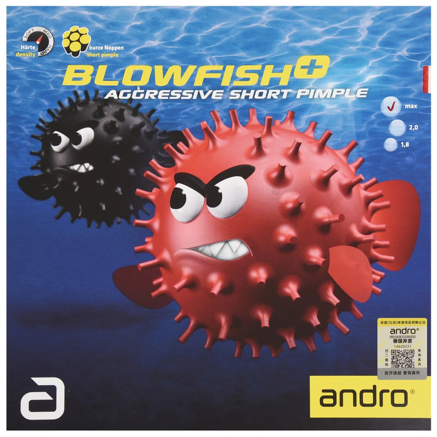 Накладка для настольного тенниса ANDRO BLOWFISH+duhetun red 2.0