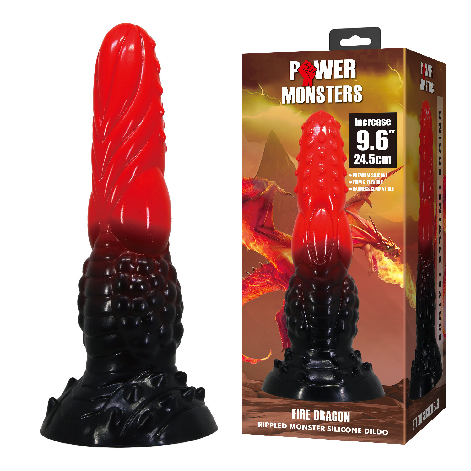 Fire Dragon, фаллоимитатор на присоске, серии Power Monsters, 24,5 см