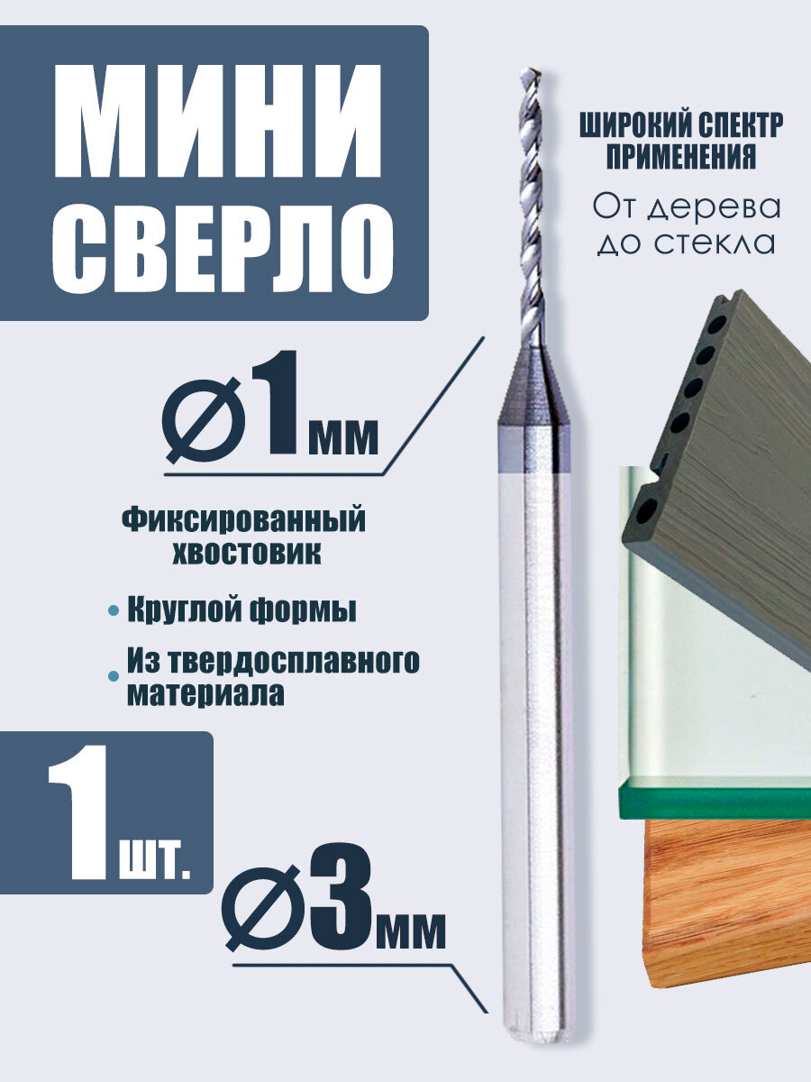 Спиральное сверло, универсальное, цилиндрический хвостовик, 3 мм