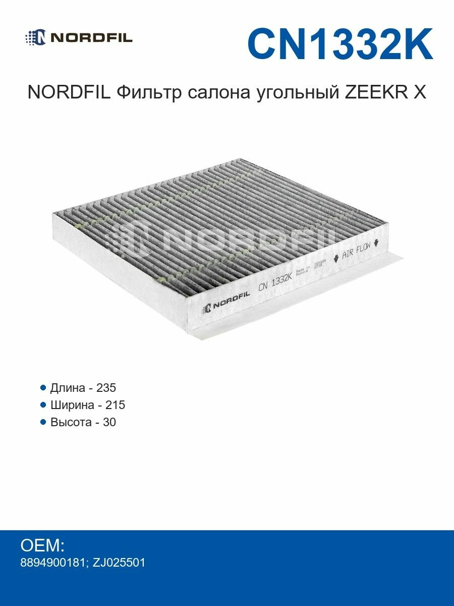 NORDFIL Фильтр салона угольный ZEEKR X