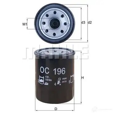 Масляный фильтр KNECHT oc196 3HOK9 416431 78636 342