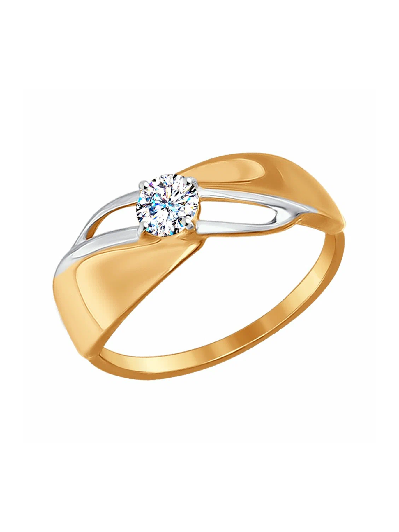 Кольцо, красное золото, 375 проба, родирование, фианит