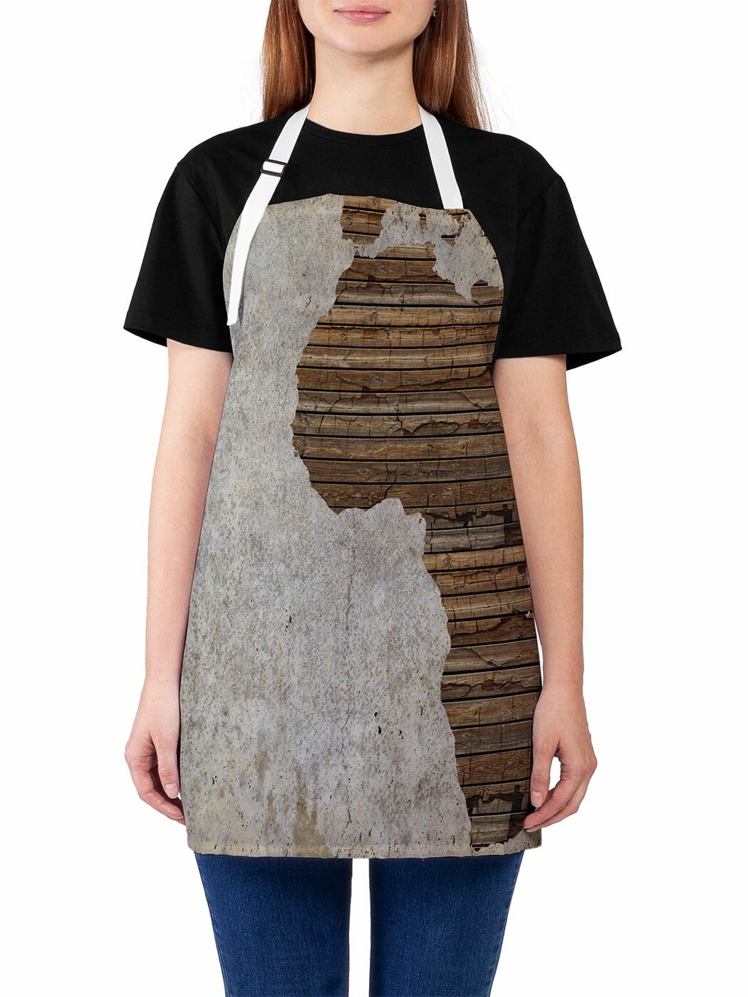 Фартук для кухни тканевый "Деревянная карта" / водоотталкивающий, универсальный размер , JoyArty