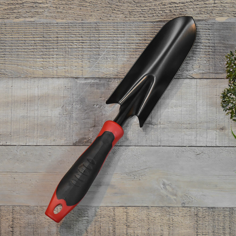 Совок посадочный узкий 31,5x5 см, металлический, для рассады и луковиц, удобная рукоятка