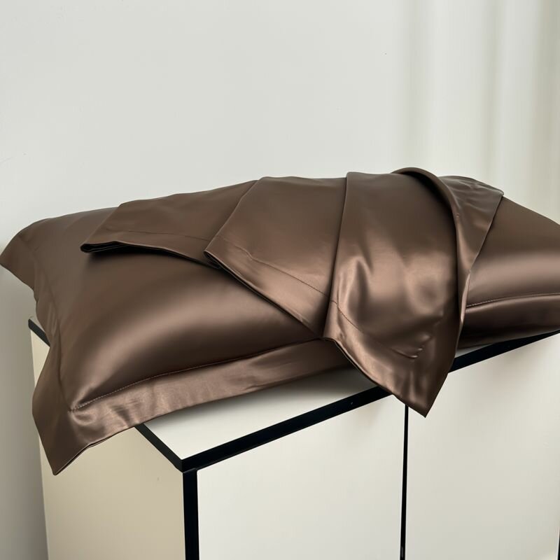 Двусторонняя наволочка из ледяного шелка, пара летних наволочек, шелковая красота, 48, однотонная, для подушки, прохладная, класс А для ухода за волосами