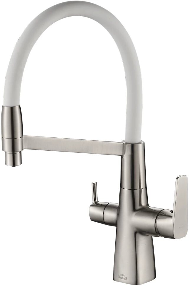 Смеситель для кухни Zorg SH 818-8 SATIN с подключением к фильтру, гибким изливом, сатин