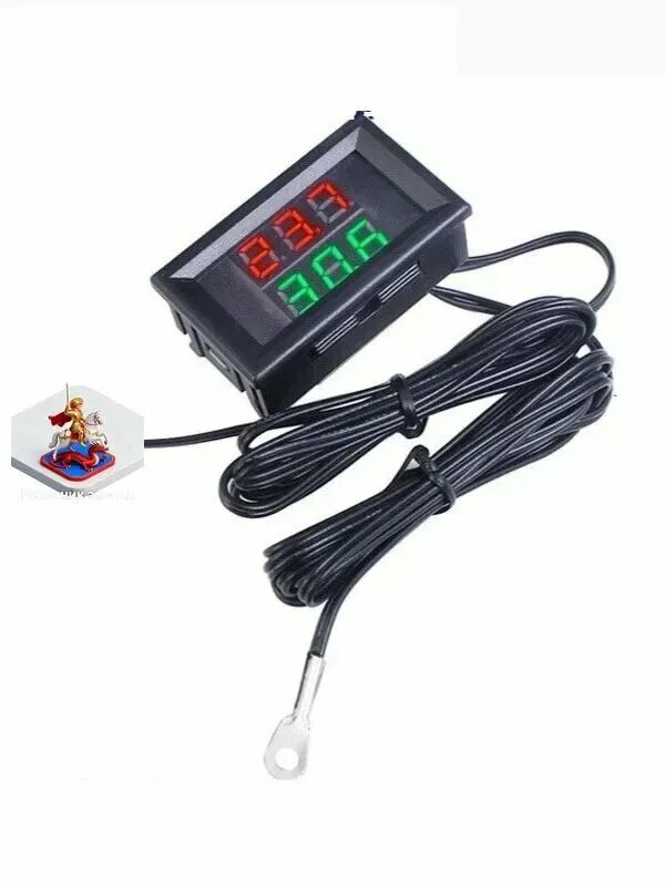-55-+120C Red Green,2-ch, Цифровой двухканальный термометр с выносными датчиками температуры, питание 4-28В, дисплей красный и зеленый, длина кабелей 1 метр