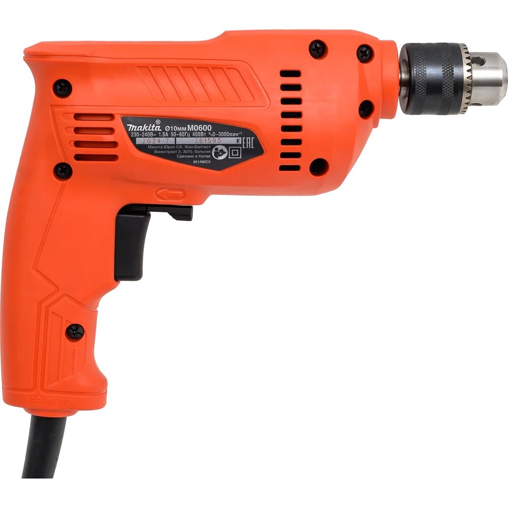 Дрель Makita M0600, металл, для легких ремонтных, для сверления мягких материалов: дерева — фото 1