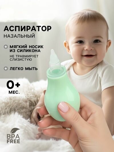 Аспиратор назальный, с колпачком, цвет мятный