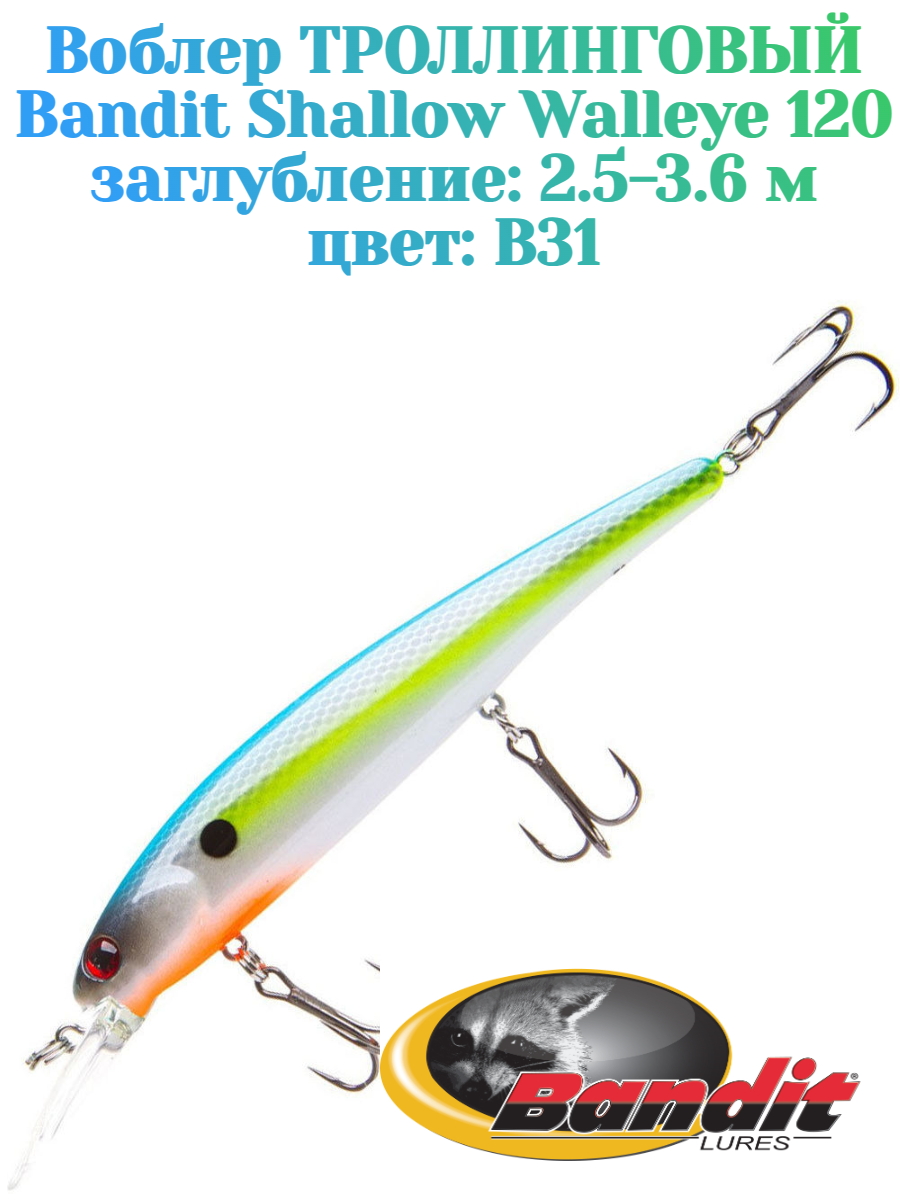 Воблер Bandit Shallow Walleye 120F original цвет B31 вес 17,5гр. заглубление 2.5-3.6 м.