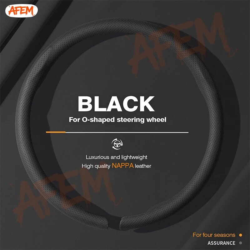 Кожаный чехол на руль автомобиля Nappa для Skoda Octavia Kodiaq KAROQ Superb VIRS, дышащий Black-O