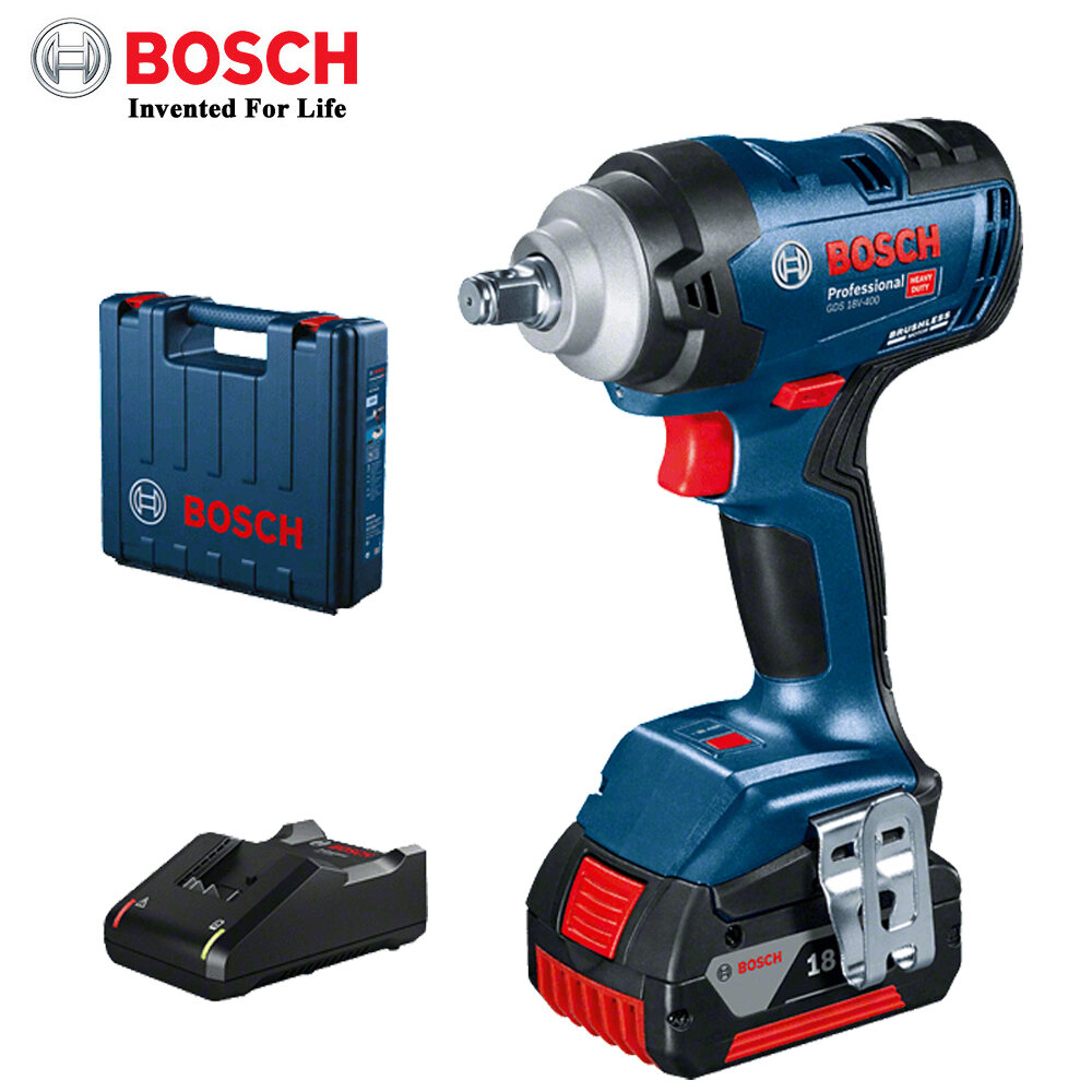 Бесщеточный аккумуляторный ударный гайковерт BOSCH GDS 18V-400, 400Нм, один 5.0AH аккумулятор