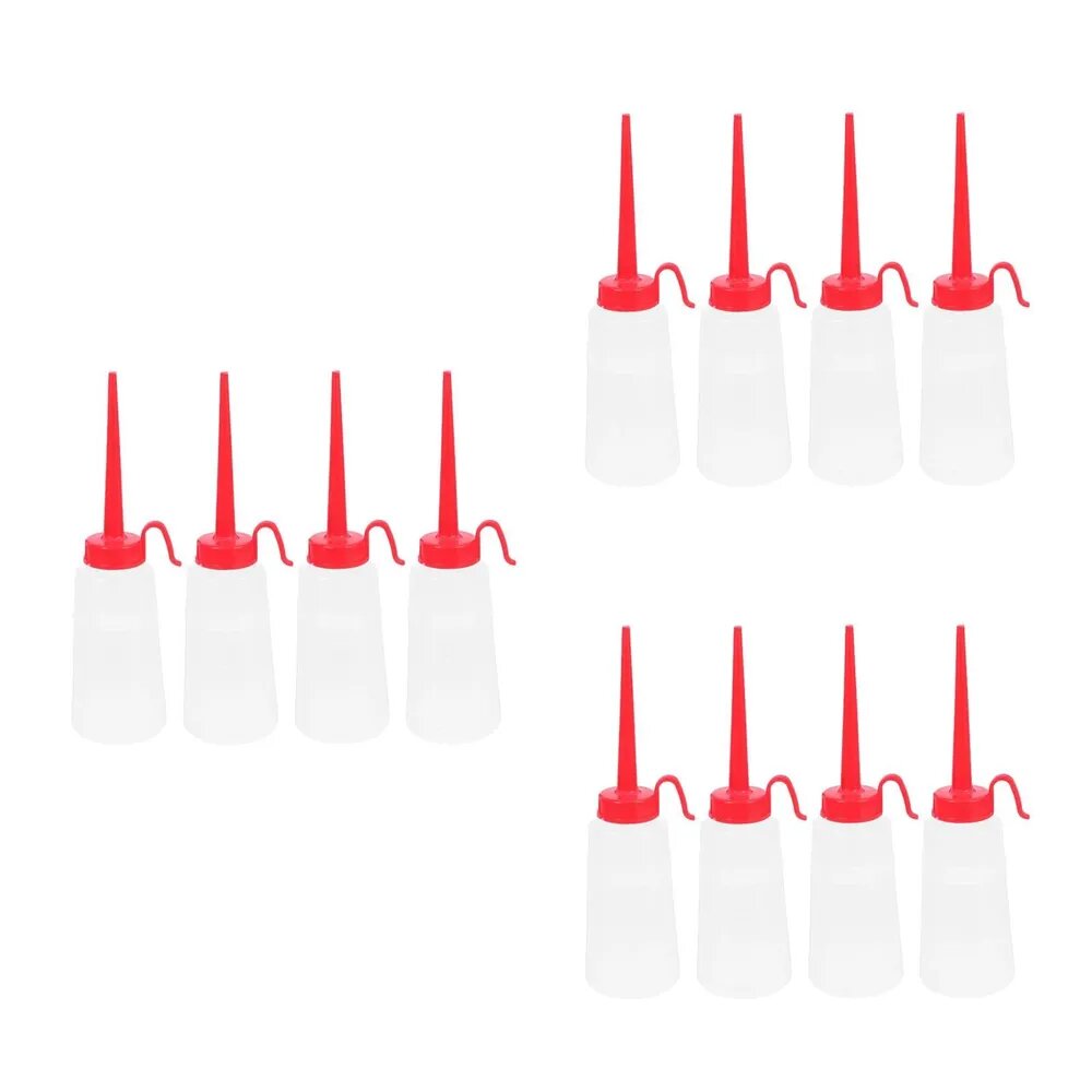 Набор пластиковых масленок с длинным носиком для швейных машин, красные, 160 мл, 12 штук