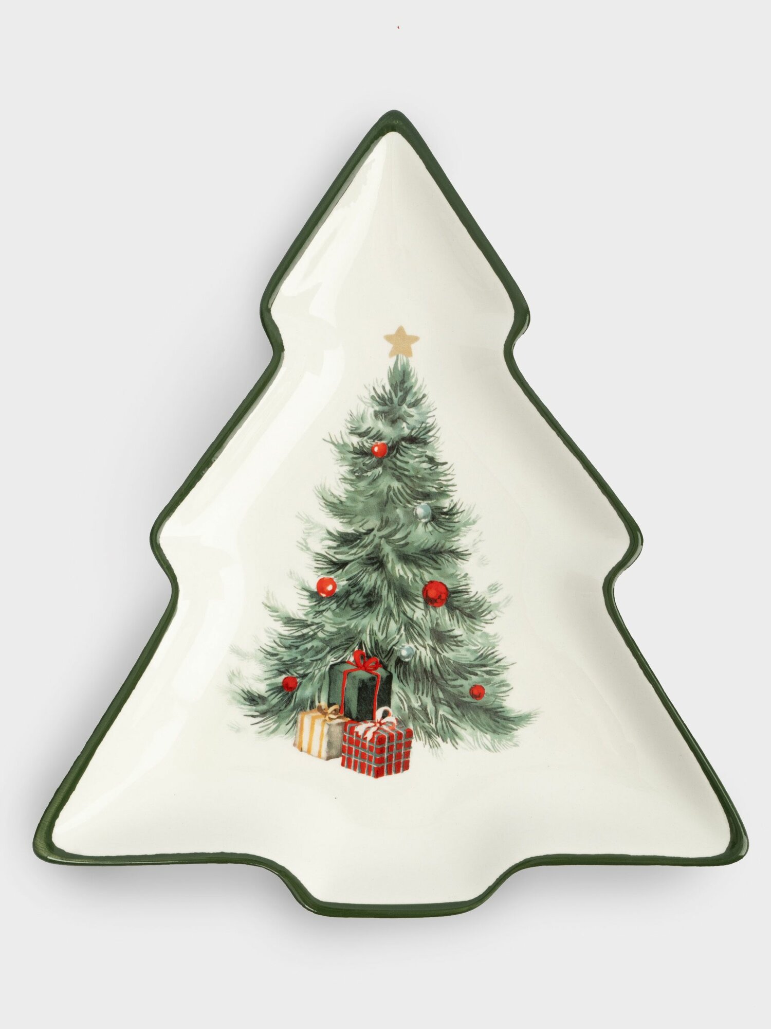 Керамическое сервировочное блюдо новогоднее 23х20 см Anna Lafarg Елка с подарками, Festival
