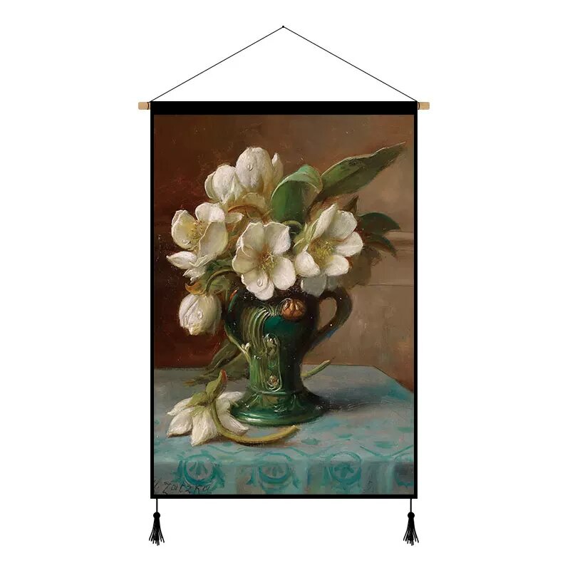 Винтажный цветочный холст с масляной живописью, 65x90 см, европейский стиль для декора стен в гостиной, хлопковая ткань
