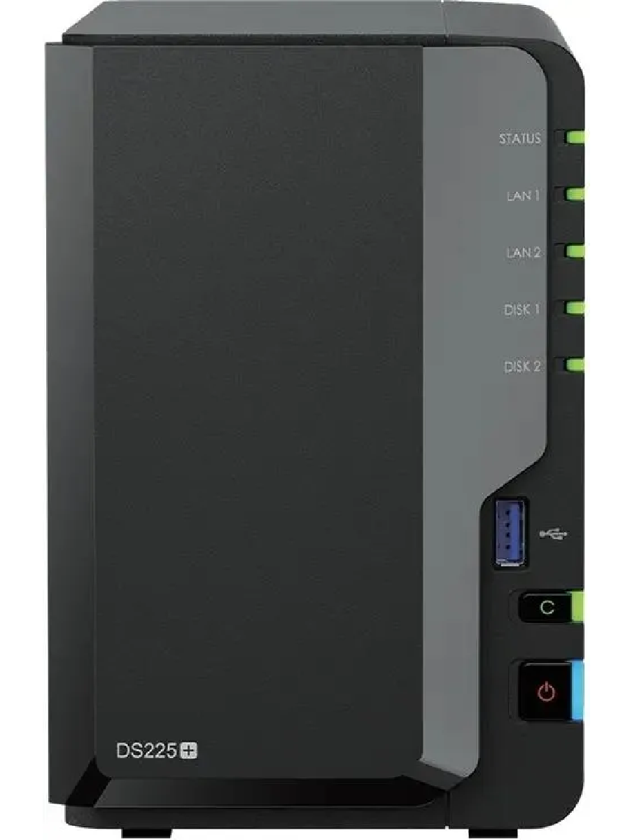 Сетевое хранилище Synology DS225+, RAID 0/1, 2хUSB3.2, без жестких дисков