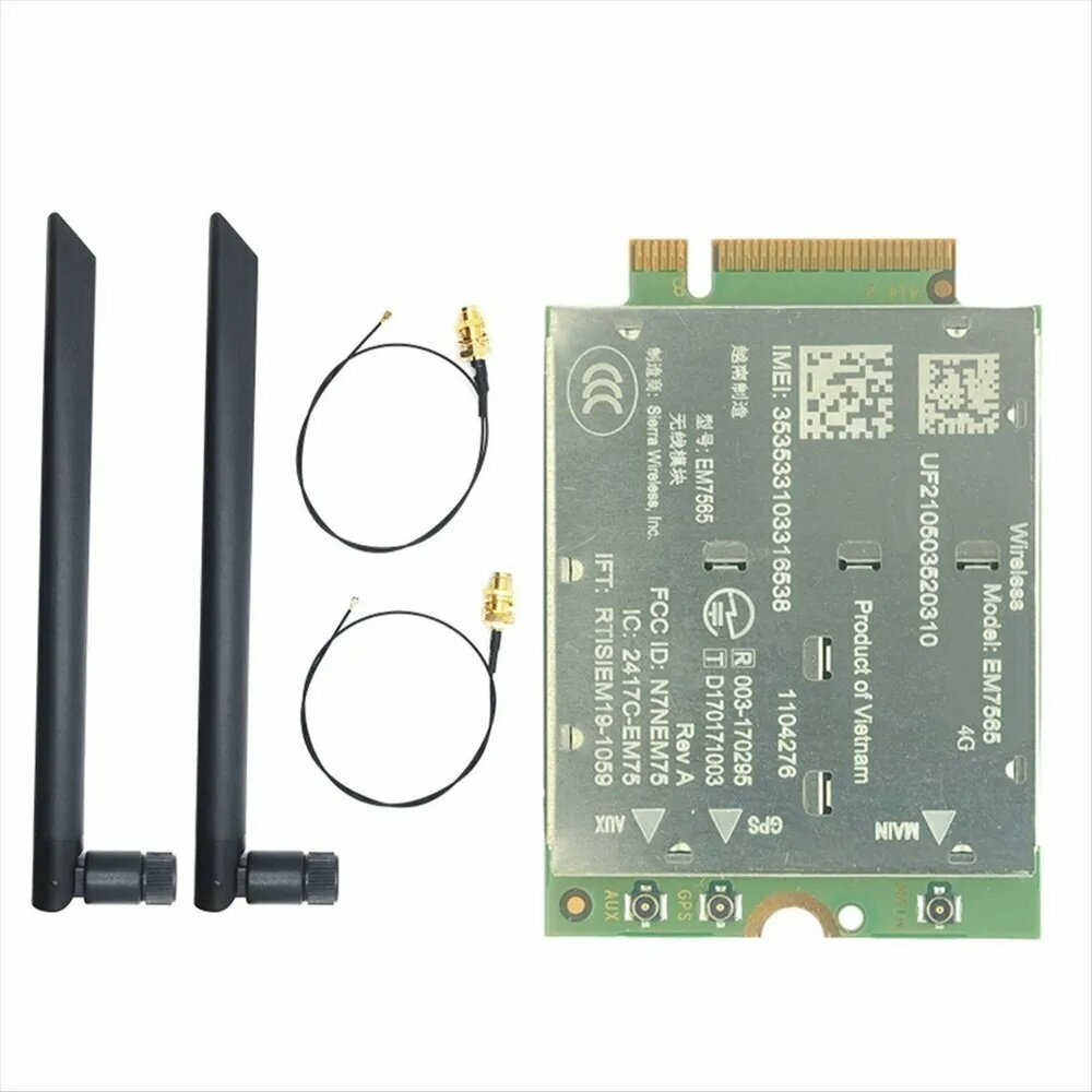 Модуль EM7565 4G LTE + Комплект Из 2 Антенн 8 ДБ Для Беспроводного Модуля Ноутбука