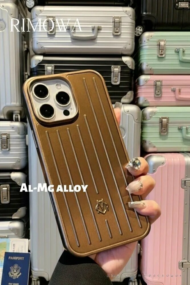 Алюминиевый чехол RIMOWA для iPhone 16 Pro Max в стиле чемодана c