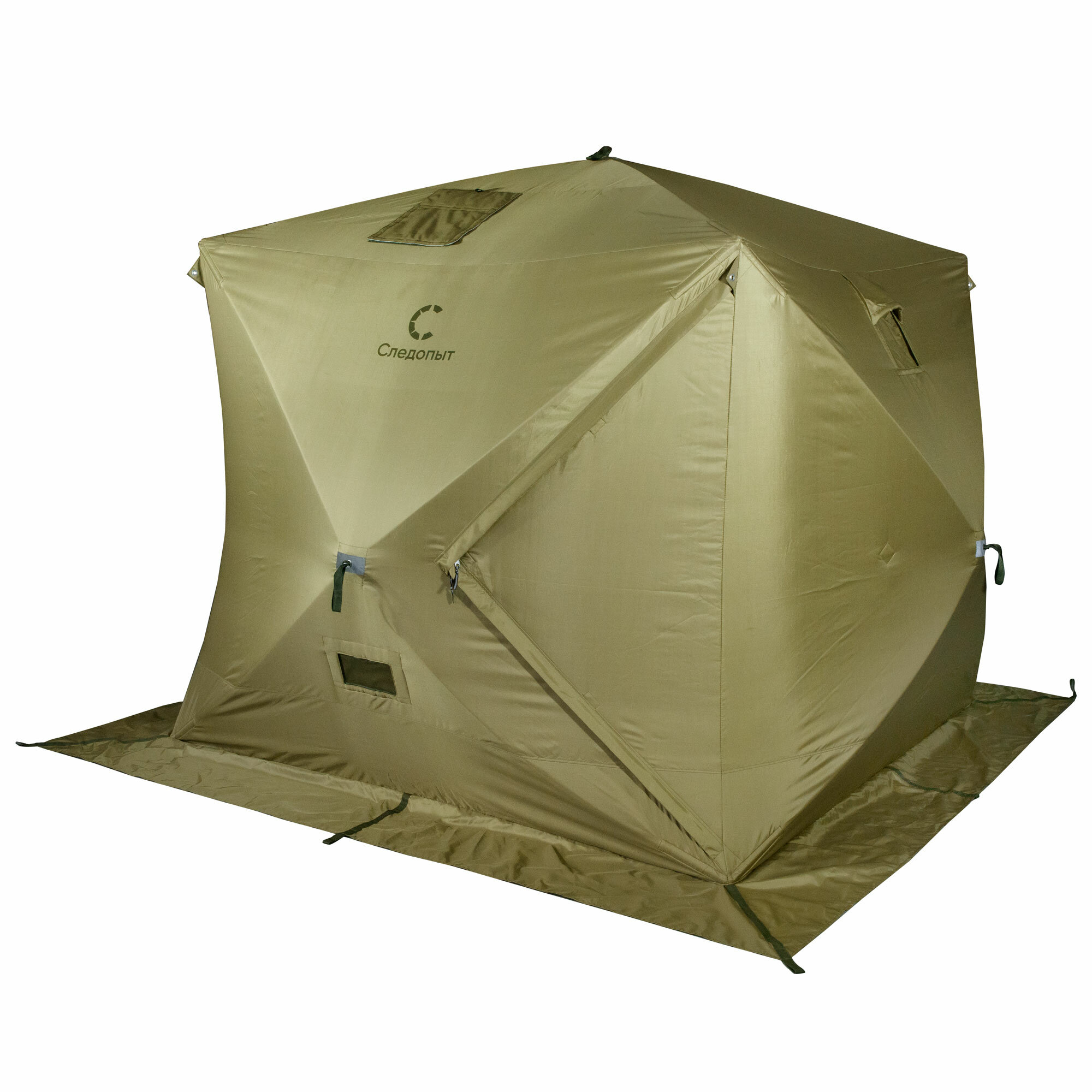 Баня-палатка следопыт куб походная, 2,15х2,15х2,05 м, утепленная, 3 слоя, цвет олива