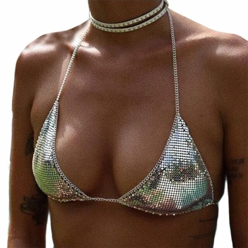 Женский металлический бодичейн-топ