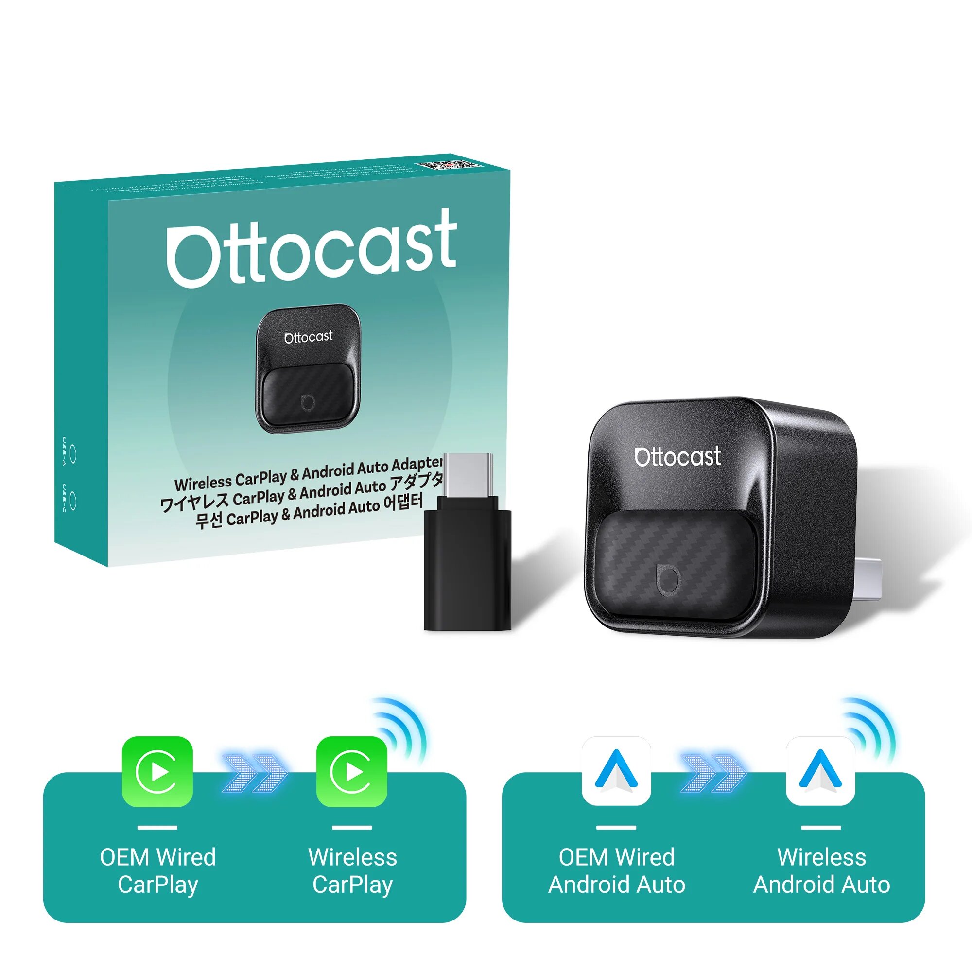 OTTOCAST Wireless CarPlay/Android Auto Adapter