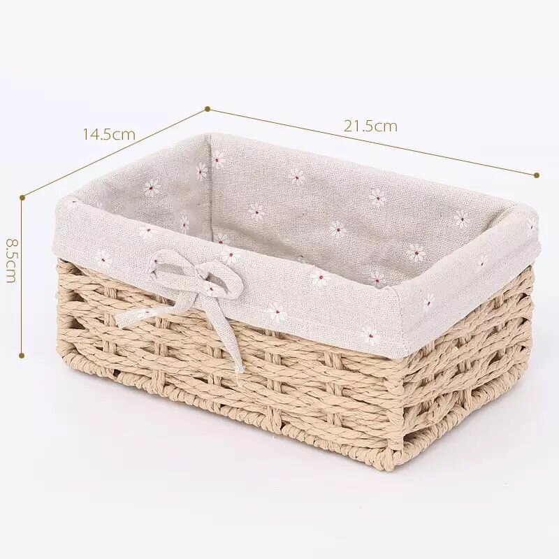 Корзина для хранения из ткани в деревенском стиле, плетеный из ротанга настольный органайзер для мелочей, игрушек и косметики, корзина для хранения без крышки для журнального столика.