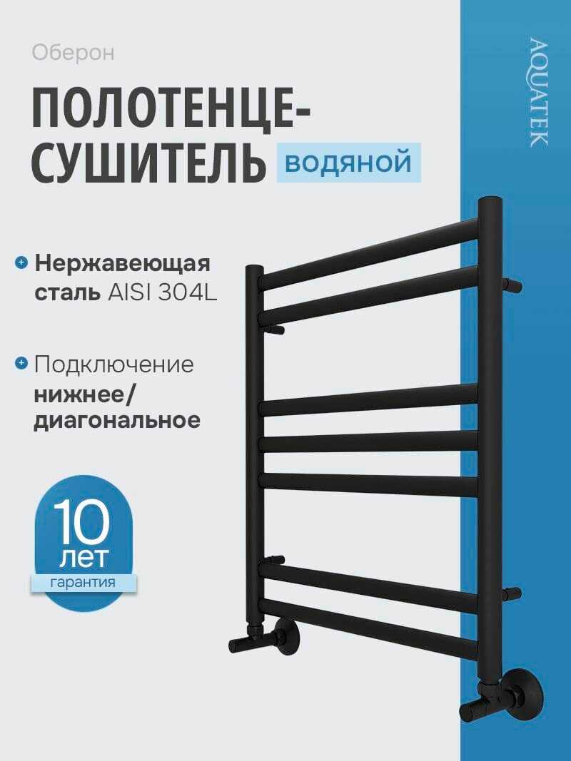 Полотенцесушитель водяной Aquatek Оберон 50x60 AQ RO0760BL черный