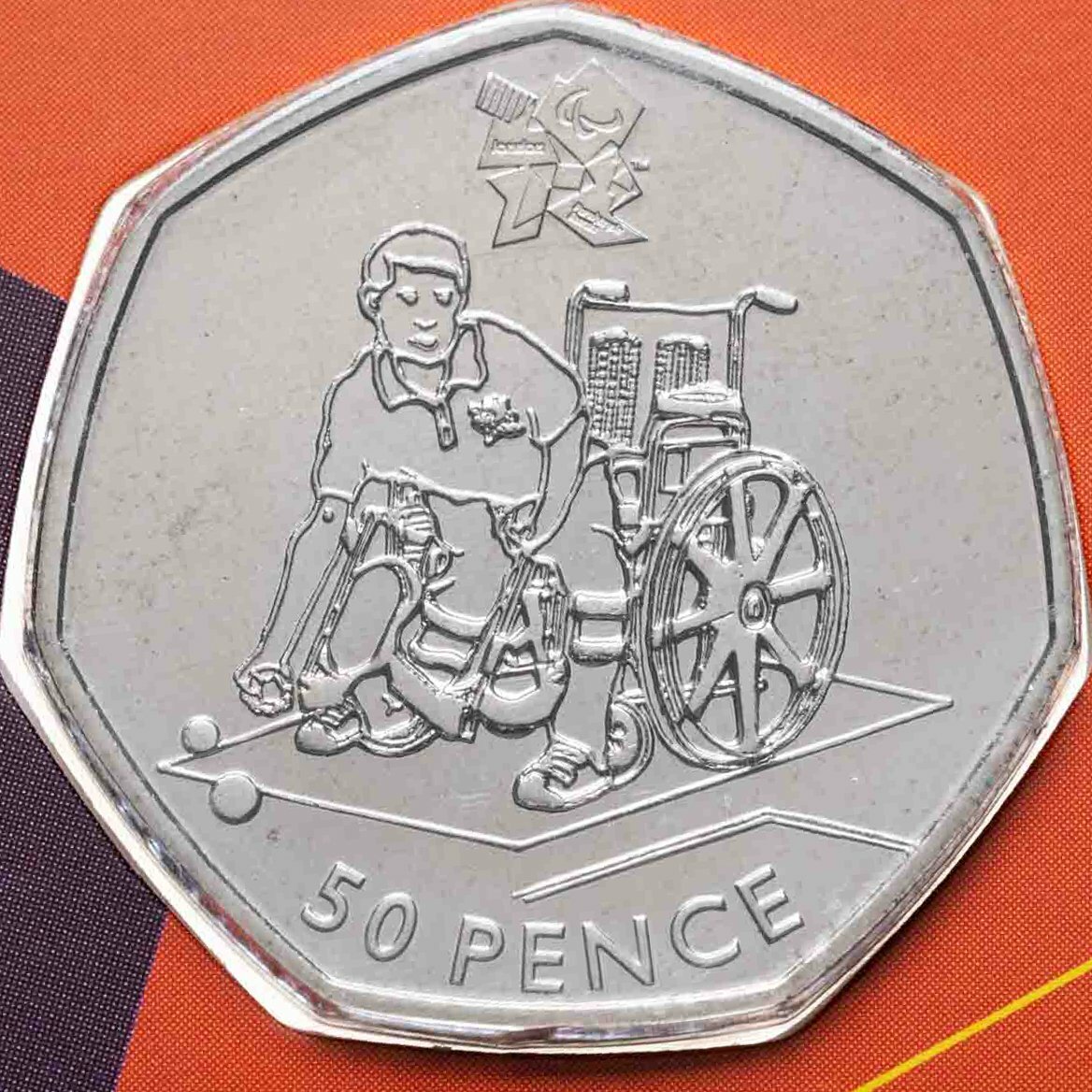 Великобритания 50 пенсов pence 2011 "XXX летние Олимпийские Игры, Лондон 2012 - Бочче" в буклете, Мельхиор медь-никель, в сохранности UNC