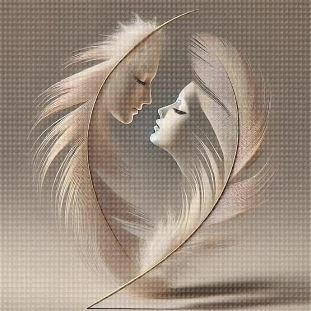 Крестиком вышивка Танцующее сердце на хлопковой канве 11CT, 45 45 см