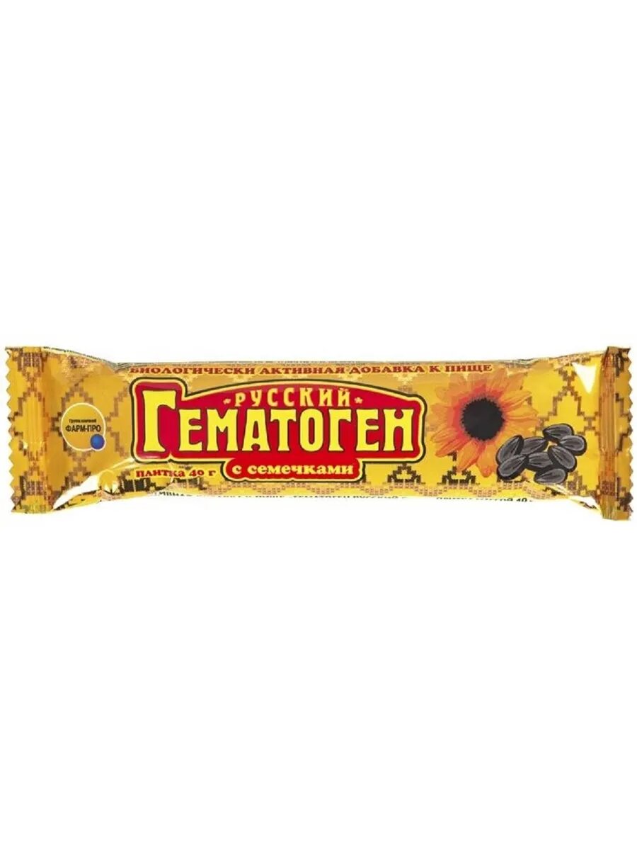 Гематоген русский с семечками 40 гр плит