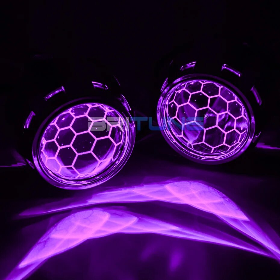 Биксеноновые линзы для фар с "Дьявольским глазом" (Purple) 2.5"
