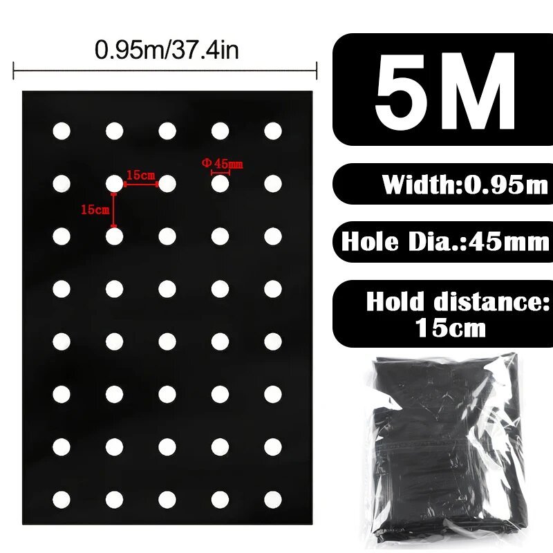 5 ~ 30 м, 5 отверстий, черная пластиковая мульчирующая пленка, перфорированная пленка для теплиц, овощей, растений, сохраняющая тепло, пленка для сельскохозяйственных рассады, влажная пленка