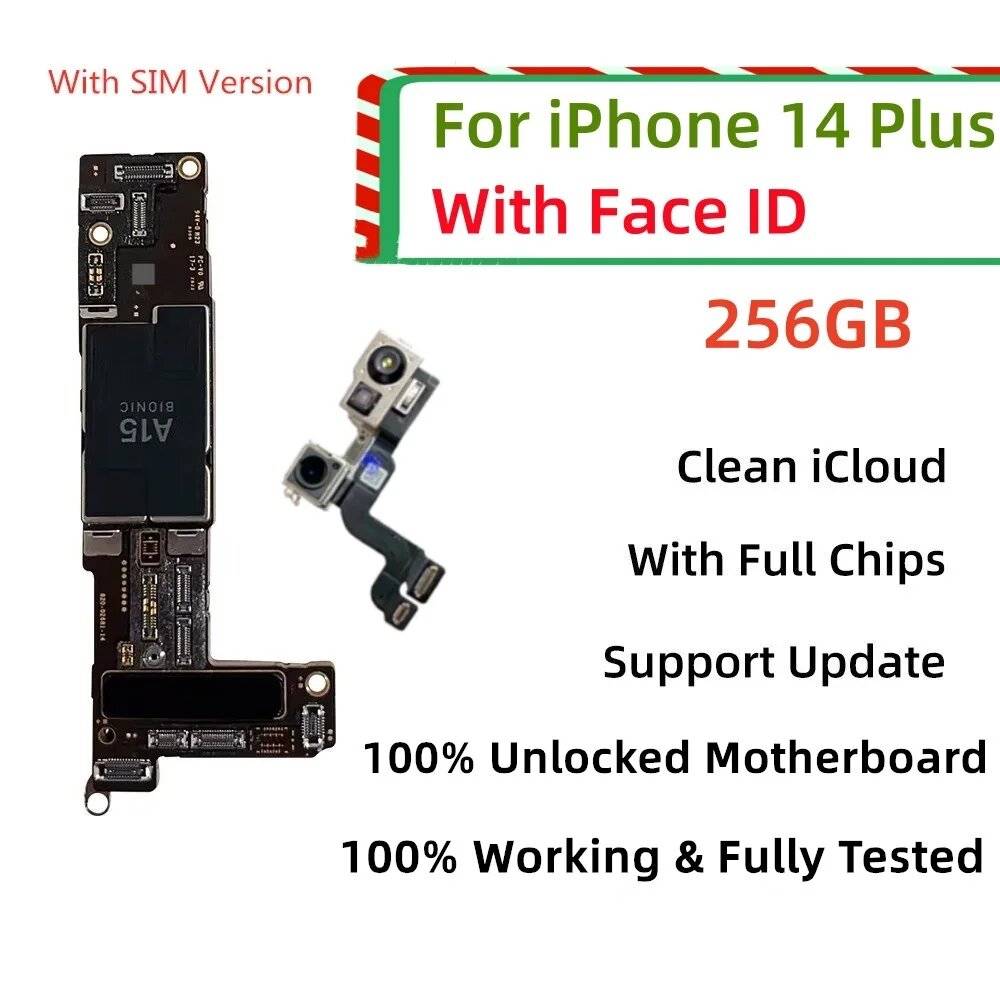 Разблокированная материнская плата для iPhone 14 Pro Max для iphone 14 Plus 14 Pro Clean iCloud E/SIM с материнской платой Face ID SIM14Plus 256g Face