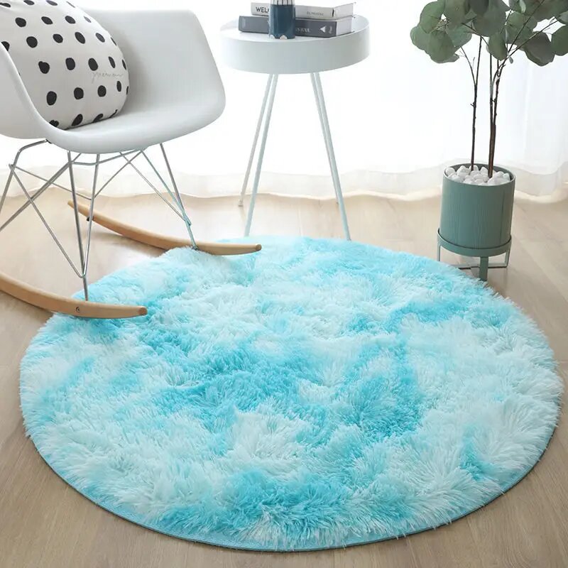 Круглый плюшевый ковёр O SHI CAR Бирюзовый, 60X60cm(23.6inch), A Sky Blue