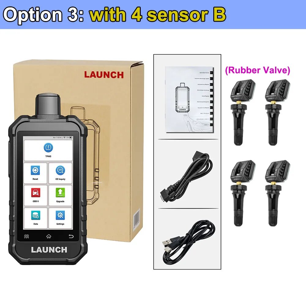 LAUNCH X431 5011 V2 Инструмент TPMS OBD2 Wi-Fi Активация датчиков Global Version, with 4 sensor R